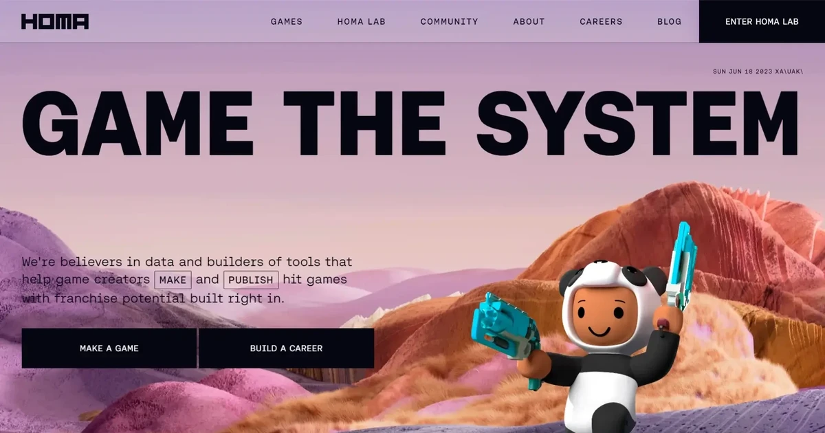 Homa | Скриншот главной страницы