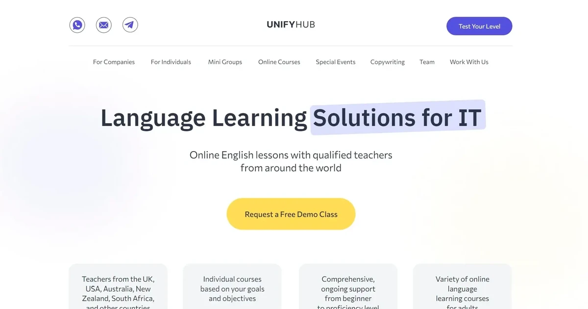 UNIFYHUB | Скриншот главной страницы