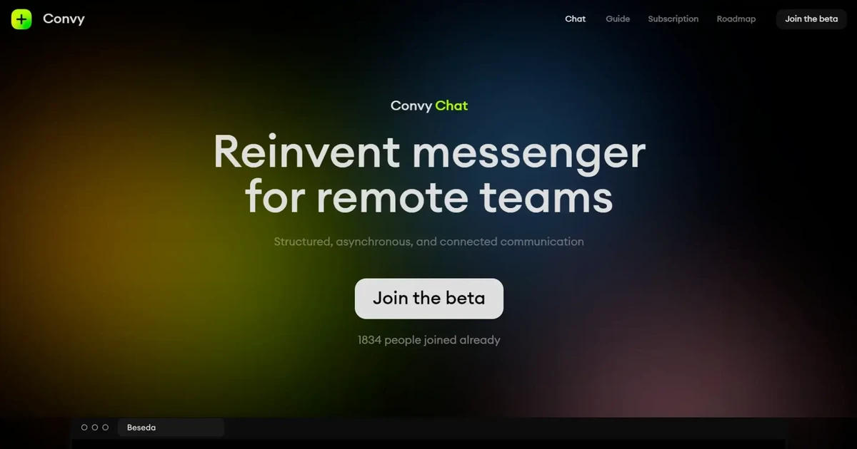 Convy | Скриншот главной страницы