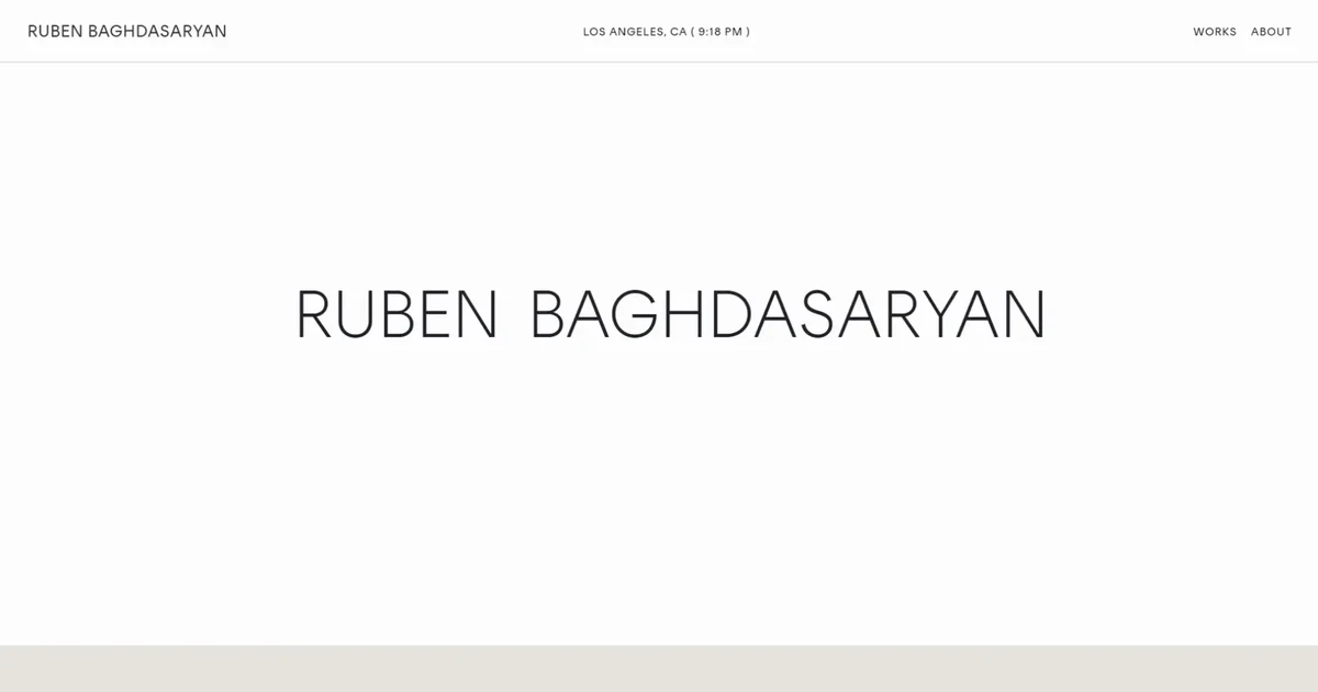 Ruben Studio | Скриншот главной страницы