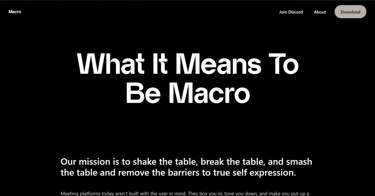 Macro | Скриншот страницы «О компании»