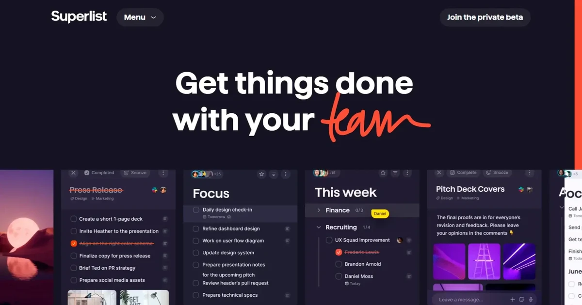 Superlist | Скриншот главной страницы