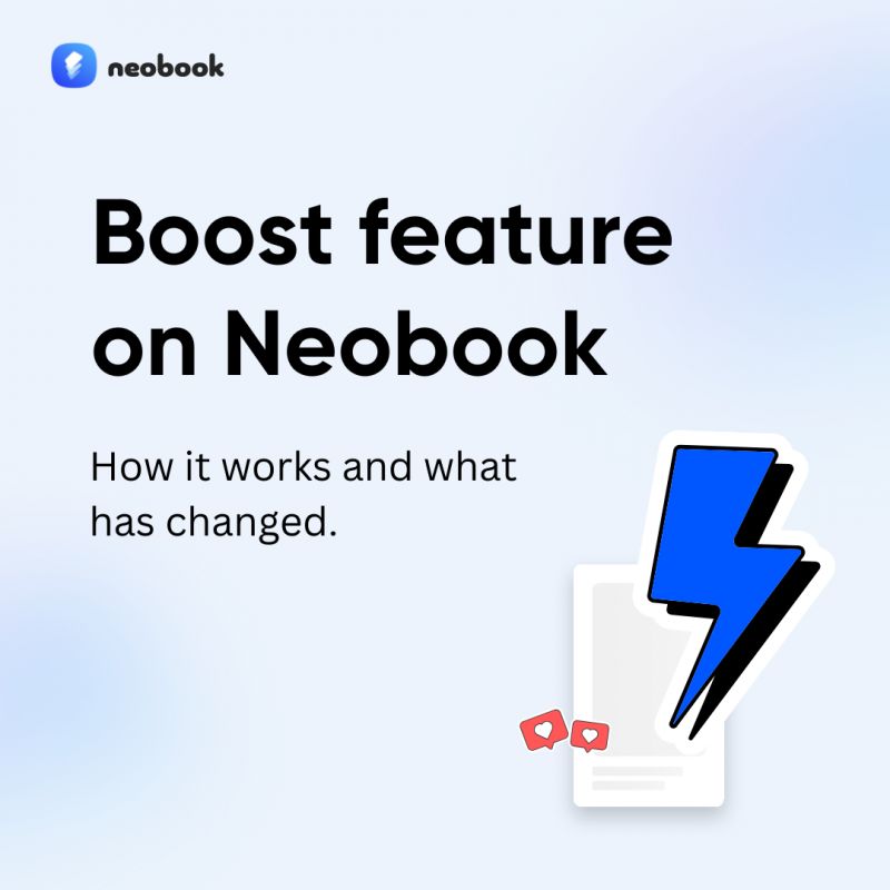 «Updated Boost feature on Neobook» — post from Neobook Team (@neobook)